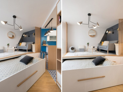 Aménager une vraie chambre dans un studio : 15 exemples astucieux