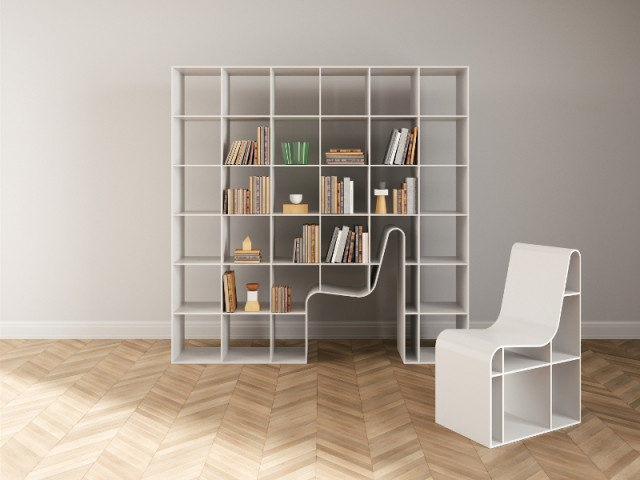 Insolite : une chaise cachée dans une bibliothèque